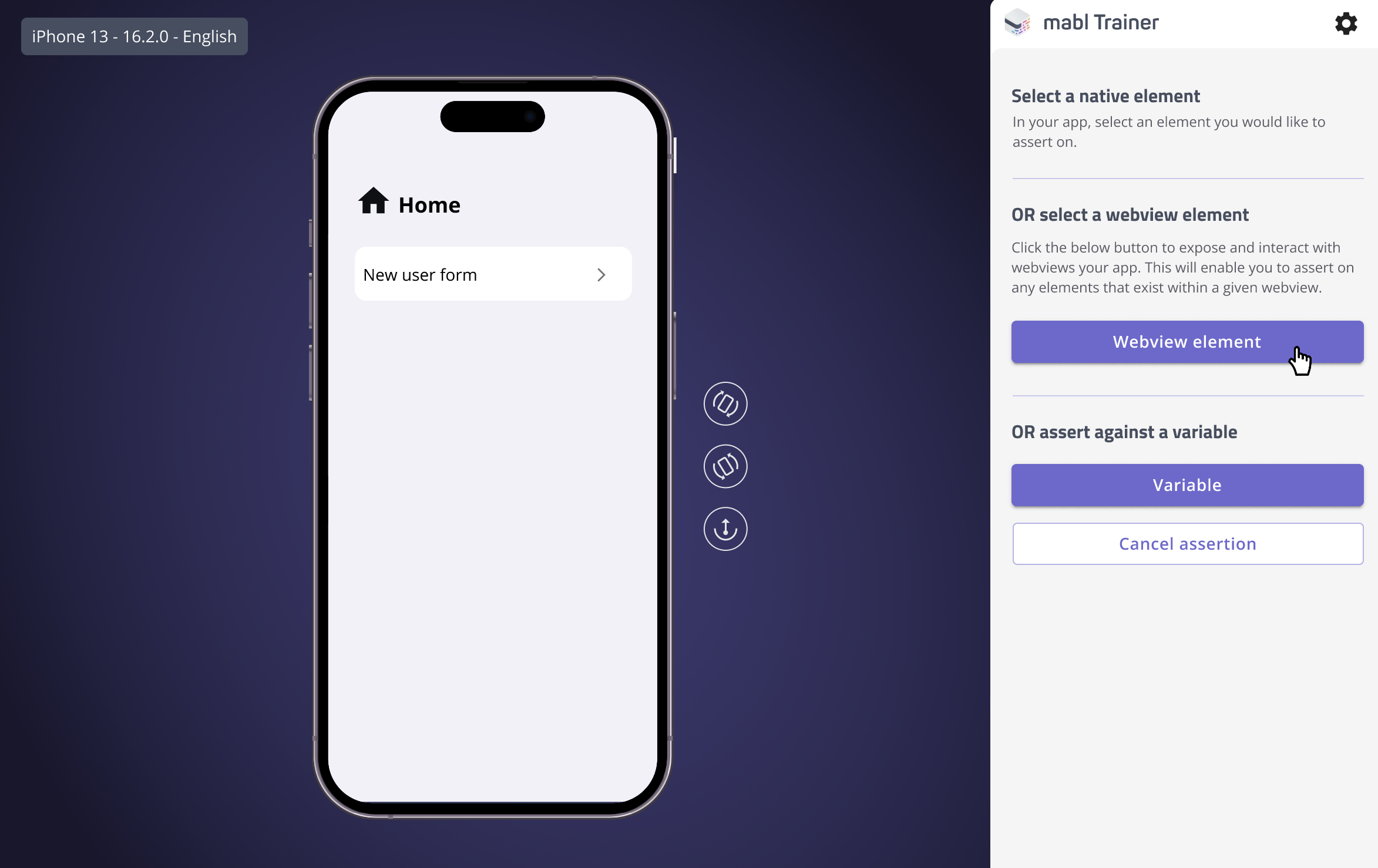 Testing in WebViews – mabl help