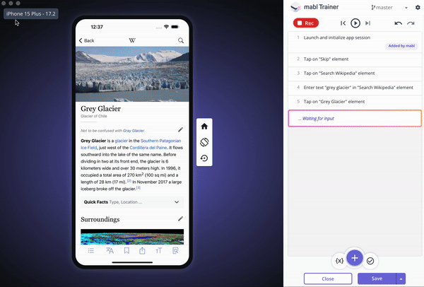 Swiping & scrolling in mobile tests – mabl help