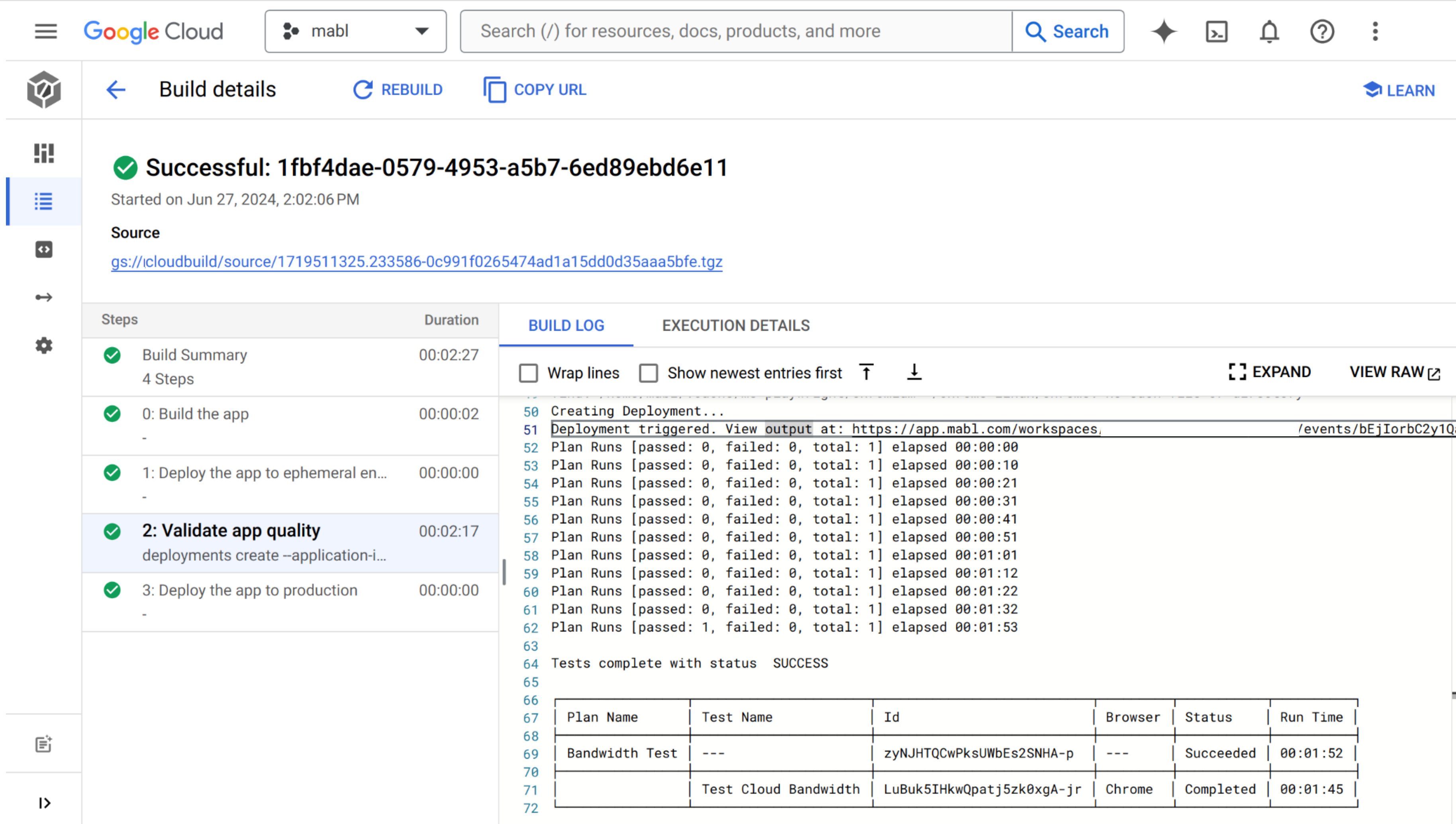 Cloud Build integration – mabl help