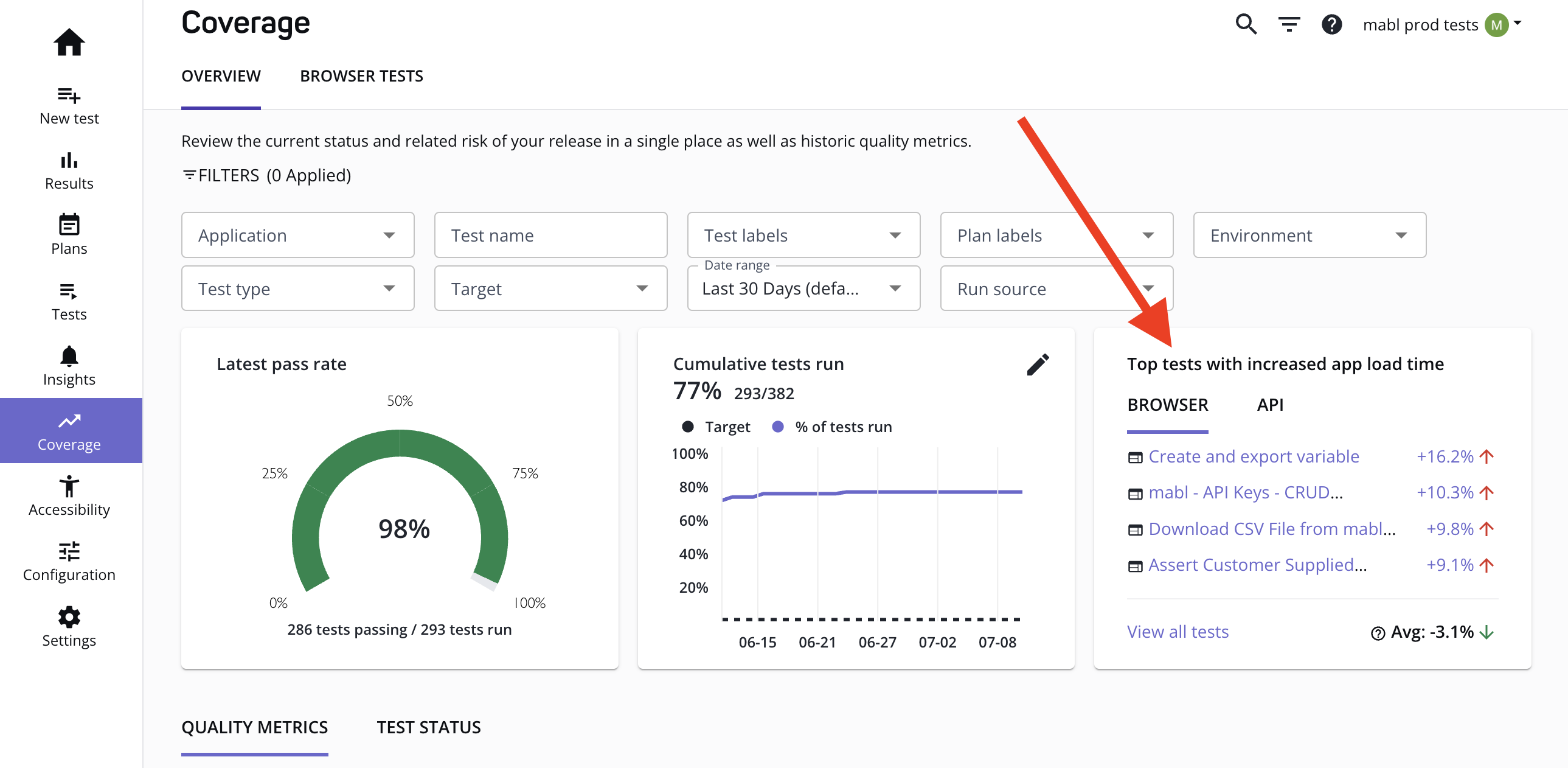 Monitor app performance over time – mabl help